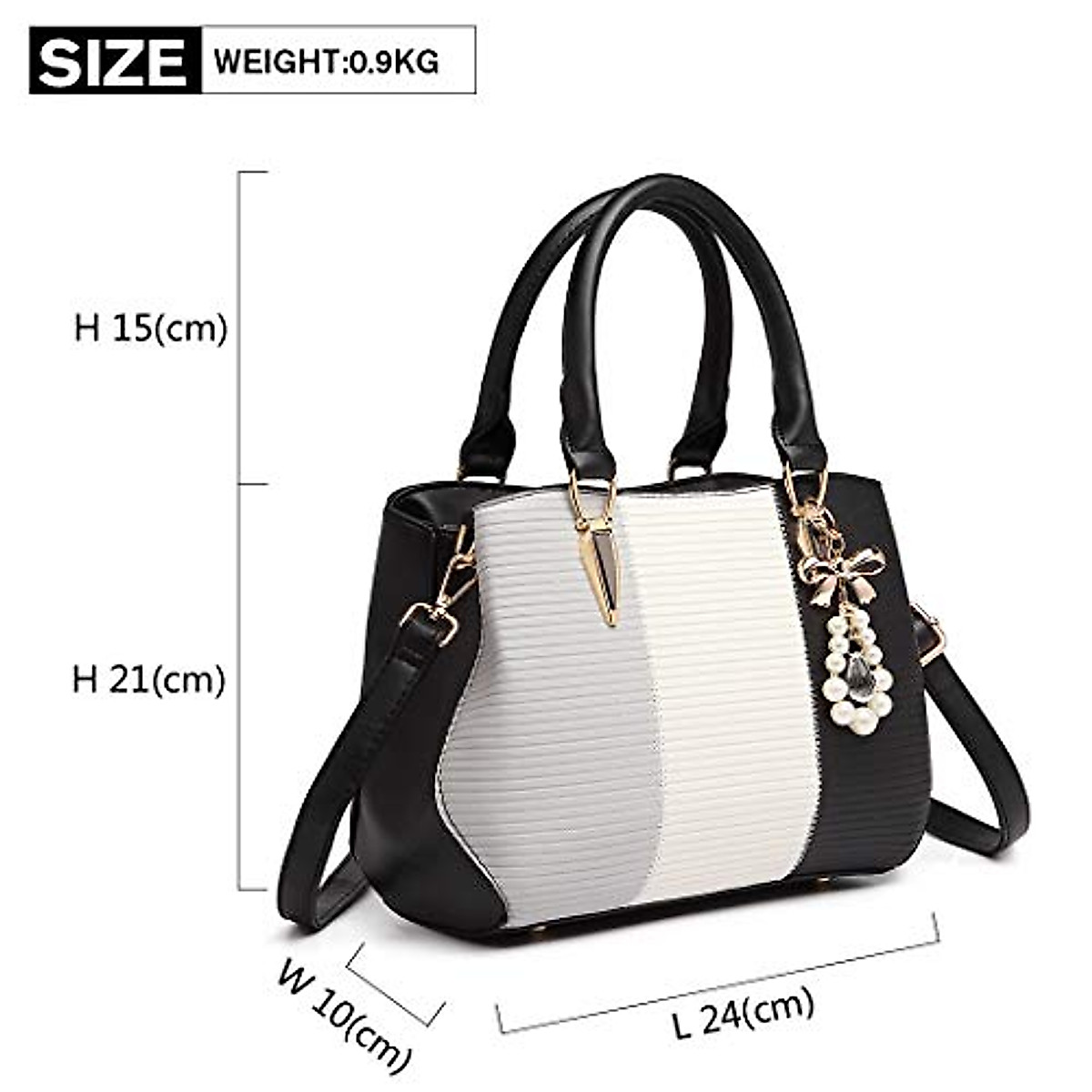 MISS LULU Fashion Shoulder Bags for Women Ladies Handbag Tote Bags Classic Crossbody Bag Satchel Purse Top Handle Bag Black