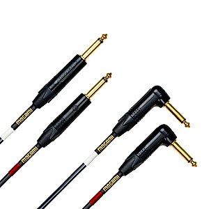 Mogami GOLD KEY S-15R Unbalanced Stereo Keyboard Instrument Cable, 1/4" TS Male Plugs, Gold Contacts, Dual Right Angle to Dual Straight Connectors, 15 Foot