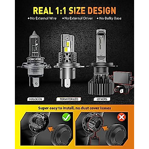 Fahren 2023 Upgraded H4/9003/HB2 LED Headlight Bulb, 30000LM 800% Ultra Brightness, 6500K Cool White, Wireless 1:1 Halogen Size, Hi/Lo Dual Beam, Plug and Play, Pack of 2