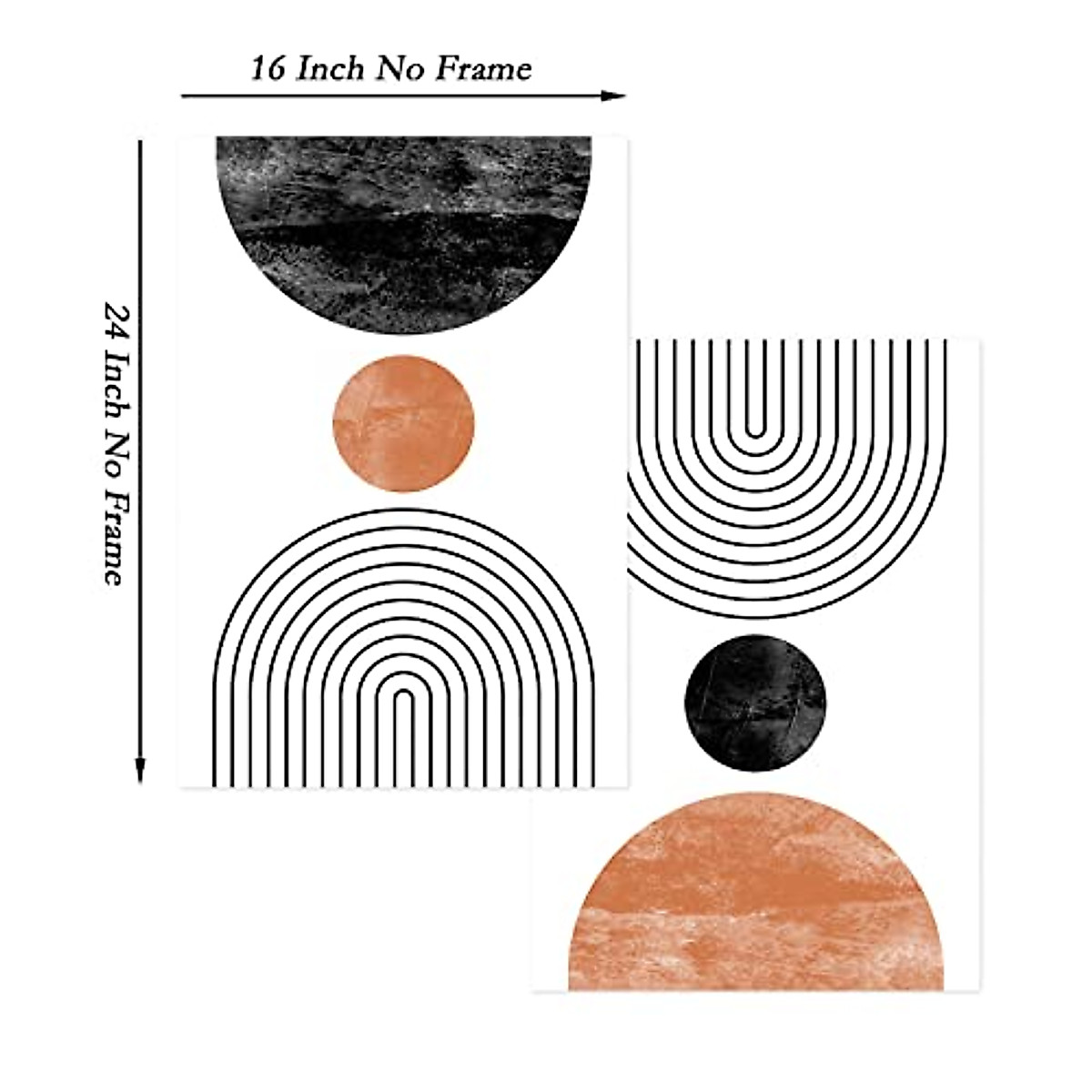 Mid Century Geometric Wall Art Boho Abstract Wall Art Canvas Mid Century Modern Prints Mid Century Pictures Boho Paintings Artwork for Living Room Bedroom Decor 16x24 Inch (set of 2) Unframed