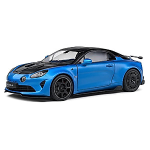 2023 Alpine A100 Radicale Blue Metallic with Carbon Hood and Top 1/18 Diecast Model Car by Solido S1801619