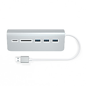 Satechi Aluminum USB 3.0 Hub & Card Reader - Compatible with MacBook Pro, MacBook, iMac, Surface Pro, Dell XPS and More (Silver)