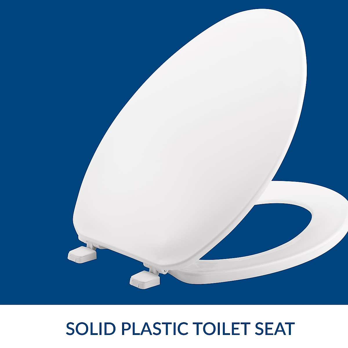 BEMIS 170 000 Toilet Seat, ELONGATED, Plastic, White