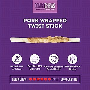 Treatly Combo Chews Beefhide Twist Sticks 5" w/Pork Meat Wrap Dog Chew Treats - 20 Count/1 Pack
