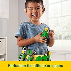 John Deere Deluxe Talking Toolbelt - 7-Piece Kids Tool Set - Interactive Construction Toys - Interactive Toddler Tools Playset - Green - 7 Count - Preschool Toys Ages 2 Years and Up