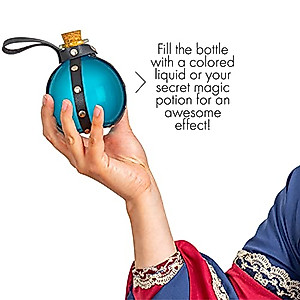 Skeleteen Dark Magic Potion Bottle - Black Wizard Potions Glass Holder with Cork Stopper and Faux Leather Harness with Holster Loop