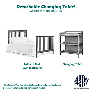 Dream On Me Chloe 5 in 1 Convertible Crib with Changer, Storm Grey
