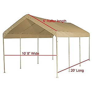 Costco Heavy Duty Roof Cover Top Replacement for Carport Canopy Shelter Canvas 10' x 20' feet Waterproof/UV-Resistant (Cover Only, Frame Not Included) Car port