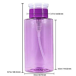 10oz PANA Purple Push-Down Dispenser Bottle - 1 Bottle - Empty Refillable Pump Bottle for Nail Polish Remover Liquid