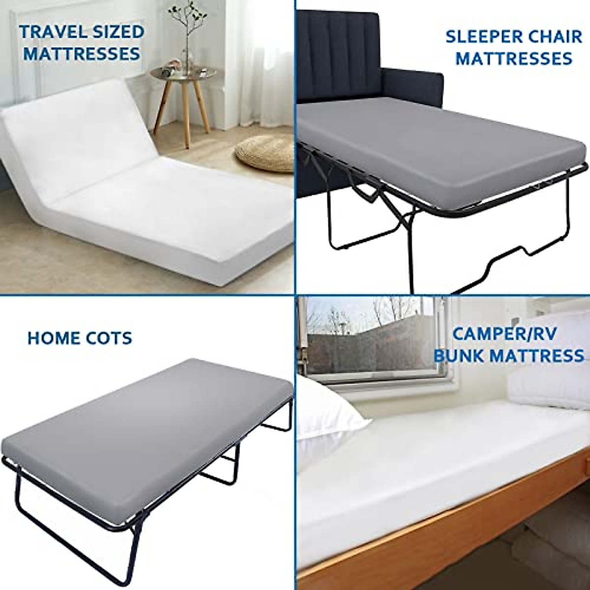 Cot Mattress Pad - Waterproof Quilted Cot Size Mattress Cover Topper 30" X 75" X 10" Fitted for Narrow Twin/Camp Bunk/Rvs Bunk/Guest Beds, Soft & Breathable Microfiber Protector, Grey (Cover Only)