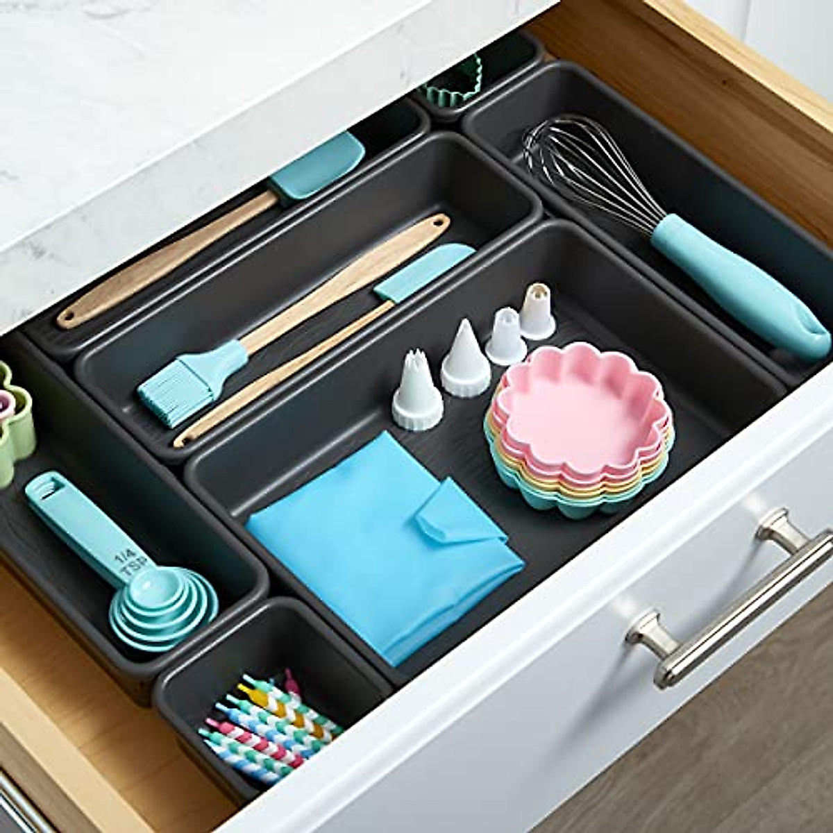 Copco Basics Interlocking Bin Set, 8-Piece, Charcoal Gray