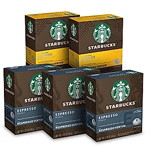 Starbucks by Nespresso Blonde & Dark Roast Variety Pack Coffee & Espresso (50-count single serve capsules, compatible with Nespresso Vertuo Line System)