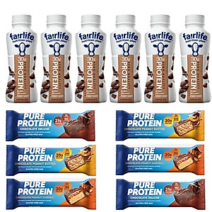 Ultimate Chocolate Lovers' Protein-Packed Delight - Fairlife Chocolate Drinks (6) & Pure Protein Bars Variety (6 Bars, 3 Irresistible Chocolate Flavors)