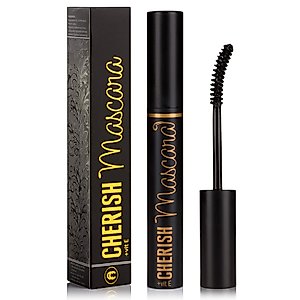 Lengtening Hypoallergenic Cherish Mascara With Vitamin E | Premium Deep Black Color Gluten Free Volumizing Eye Mascara With Vitamins Makes Perfect Natural Bold Eyelashes And Care Your Sensitive Eyes