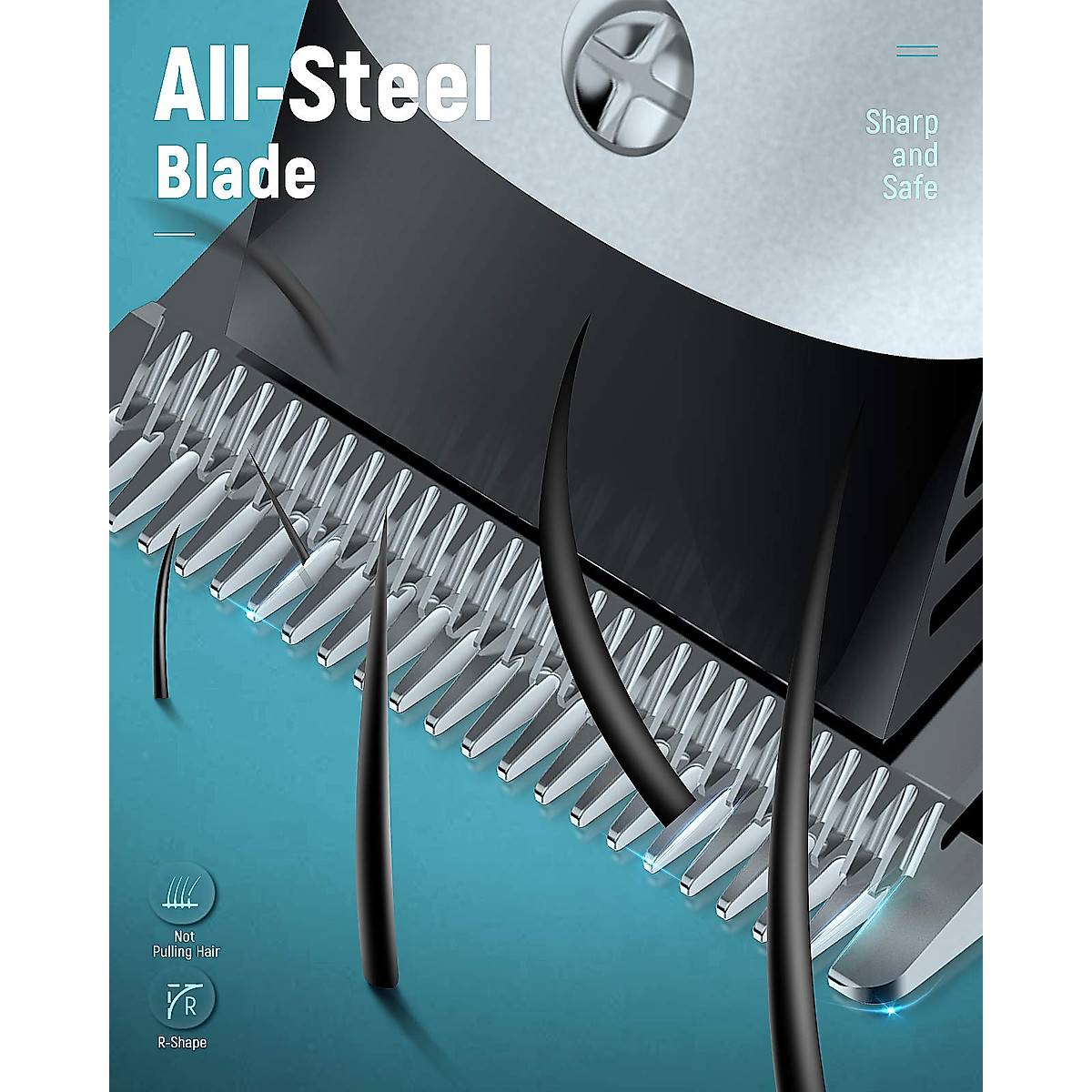 SUPRENT Hair Clippers for Men,All-Steel Self-Sharp Blade Cordless Hair Clippers Set, Long Service Life and Low Noise Hair Trimmer, with LED Display Hair Cutting Kit for Family(Silver）