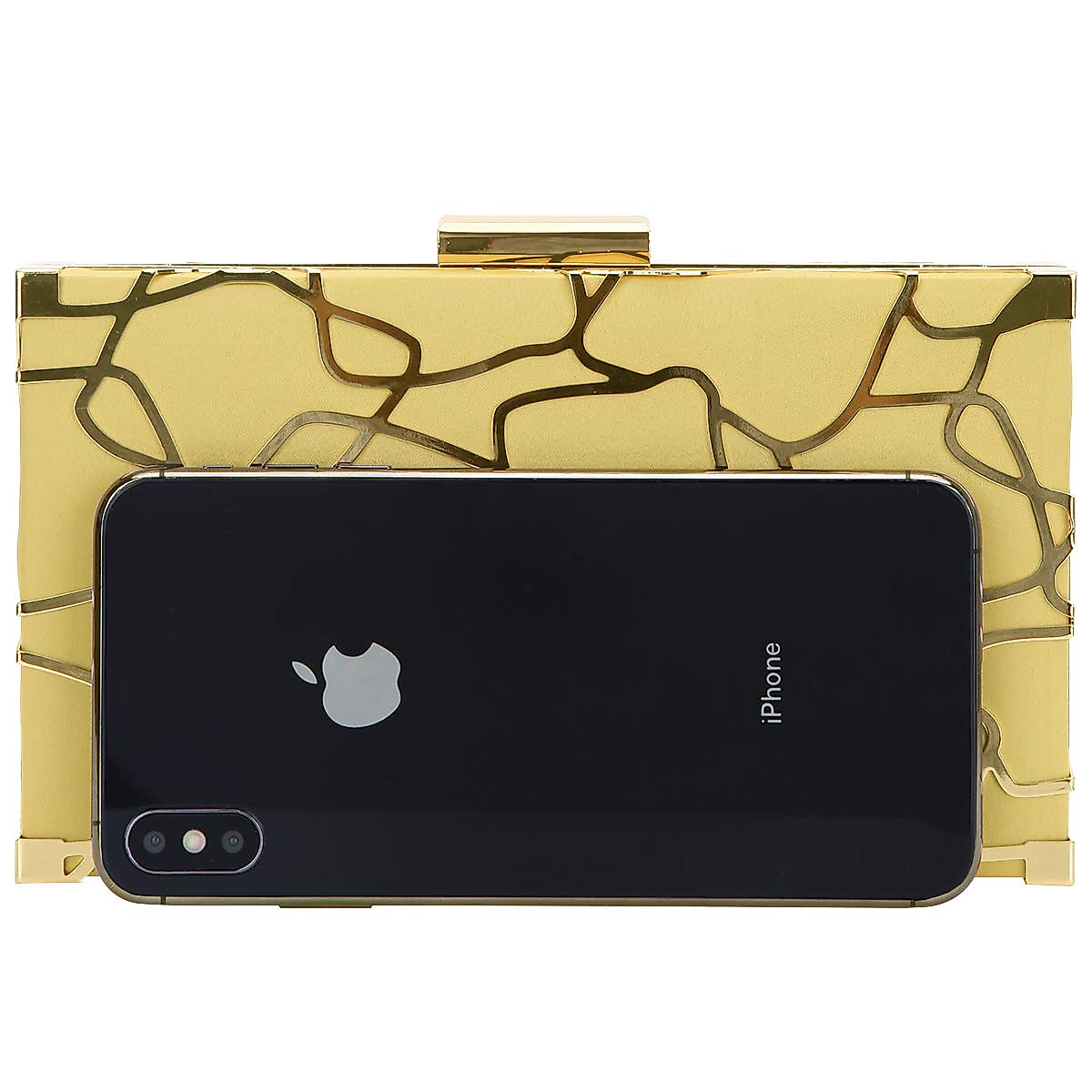 Fawziya Evening Purse Satin Geometric Metal Hollow Oversized Clutch Bags For Women Clutchess-Gold
