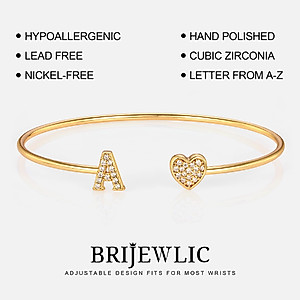Gold Initial Bracelets for Girls - 14K Gold Plated Letter C Initial Bracelet for Girls Gold Bangle Bracelets for Women Heart Bracelet for Teen Girls Gold Bracelets for Women Teenager Girls Gifts