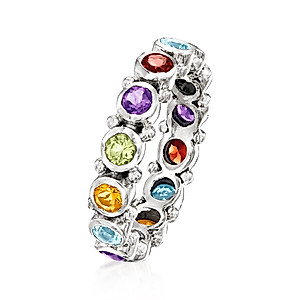 Ross-Simons 1.70 ct. t.w. Multi-Gemstone Eternity Band in Sterling Silver. Size 10