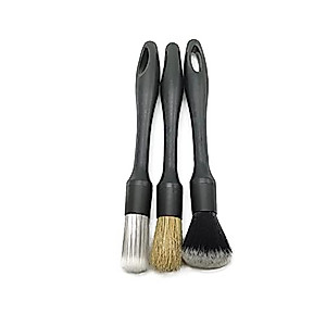 Car Detailing Brush, Ultra-Soft & Boar Hair Detailing Brush Set, Professional Natural detail Brush - Lint-free, Comfortable Grip Premium for Cleaning Air Vents, Engine Bays, Dashboard & Wheels