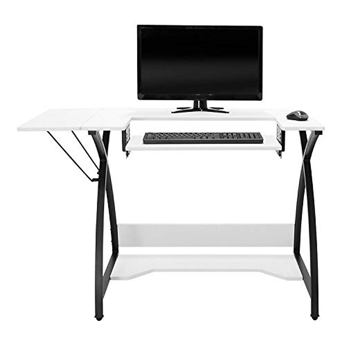 Sew Ready Comet Hobby Center - 45.5" W x 23.5" D White Hobby and Sewing Machine Table with Storage Shelf - Can Also Be Used as Computer Desk