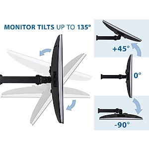 Mount-It! Triple Monitor Stand | 3 Monitor Stand Fits 19 20 21 22 23 24 Inch Computer Screens | Free Standing Base | Three Heavy Duty Full Motion Adjustable Arms | VESA Compatible