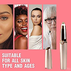 ARCESS Electric Eyebrow Hair Remover Trimmer, Portable Battery-Operated Painless Eyebrow Epilator Removal Razor Tool with LED Light for Women's Eyebrow Ear Hair Nasal Hair Beard
