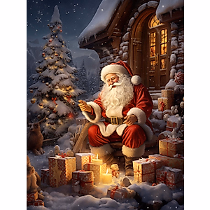 SKRYUIE Paint by Numbers Christmas for Adults, Acrylic Oil Painting by Numbers Kits for Beginner with Paintbrushes Brushes Paintwork Art Canvas for Home Decor 16x20 inch / 40x50 cm B1175