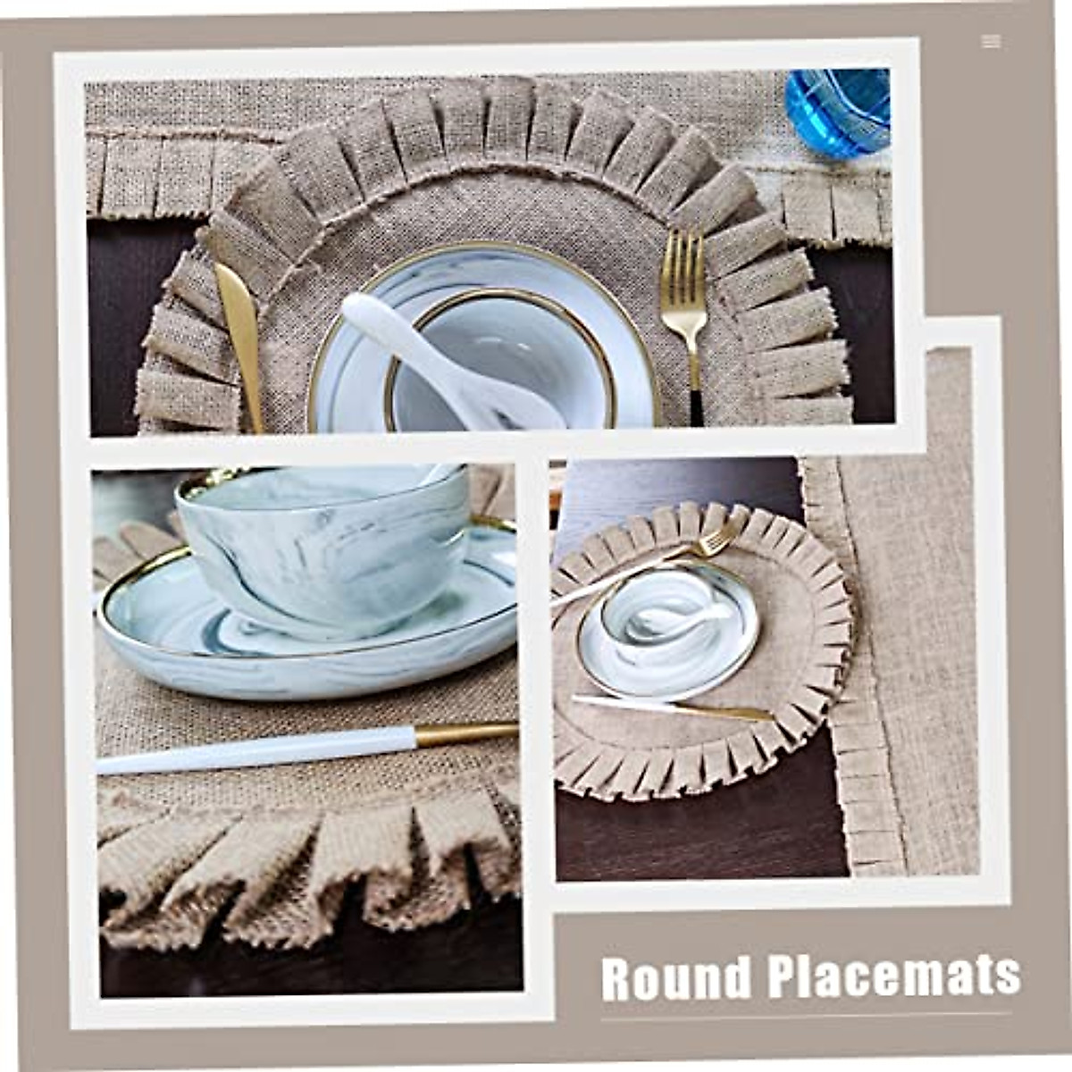 Alipis 2pcs Burlap Placemat Woven Placemat Desk Mat for Desktop Individuales para Mesa De Hot Dish Holder Table Pot Mat Coffee Cup Coaster Jute Rustic Place Mats Placemats