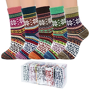 Zando Christmas Socks Winter Socks for Women Christmas Gifts for Womens Socks Warm Thick Soft Wool Socks Thermal Cozy Crew Socks for Women Boot Socks for Women Fuzzy Socks with Gift Box Snowflake