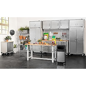 Seville Classics UltraHD Heavy Duty Workbench Table w/Solid Wood Top, 1000 lbs. Weight Capacity Workstation for Garage, Warehouse, Workshop, Granite, 60" W x 24" D x 28.5" to 42" H Desktop