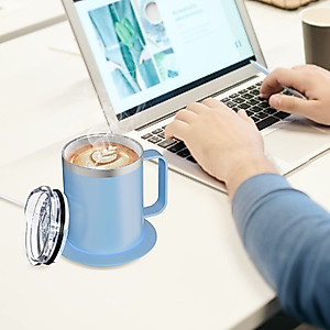 Self Heating Coffee Mug,Heated Cup 12oz,Coffee Warmer with Mug Set,Electric 10W,USB Powered Mug Warmer,131℉ Beverage Cup Warmer for Desk Home & Office (Cerulean)