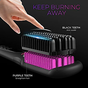 TYMO lonic Hair Straightener Brush | Enhanced Straightening Brush with 16 Temps | Anti Frizz Hot Brush to Smooth Hair | Anti-Scald Safety Design & Easy to Use for Women | Dual Voltage for Travel