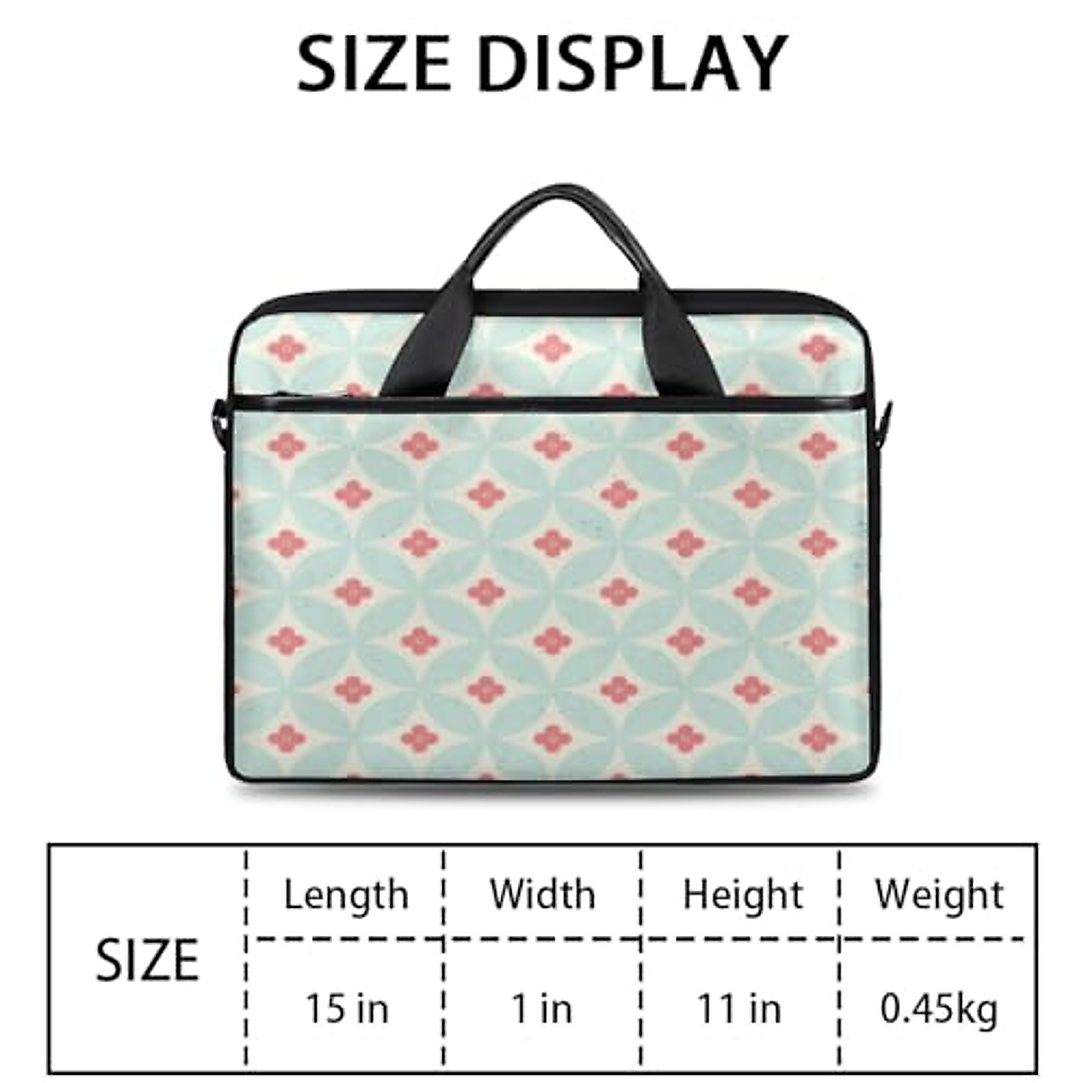 Round Flower Laptop Computer Bag Waterproof Shoulder Messenger Bag 13-15 inch Durable Laptop Tote Bag with Shoulder Strap Handle Lightweight Crossbody Briefcase
