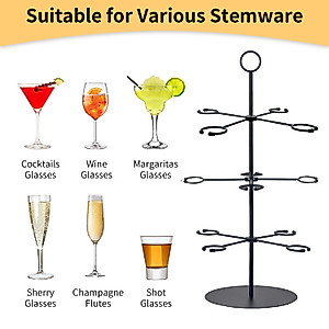 Cocktail Tree Stand for Parties Brunch,3 Tiers 12 Holders Drink tower Wine Glass Holder Stand,Champagne Tower Martinis Tree, Wine Glasses Display Margarita tower ,Drink stand for Mimosa Bar Parties Bridal Shower Weddings