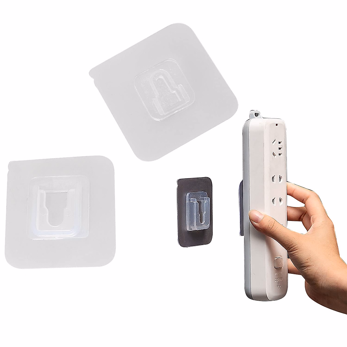 DGBRSM 4 Pair Screw Free Strip Holder Wall Mount Screw Free Power Strip Holder Wall Fixer Single Buckle