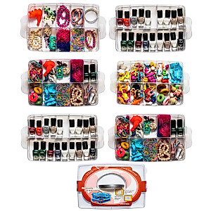 Sooyee 6 Layers Stackable Storage Container Clear 60 Adjustable Compartments,Compatible with Small Toys Arts and Crafts Piping Tips Hardware Storage Organizer