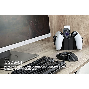 BRAINWAVZ Dual Game Controller & TV Remote Control & Storage Desktop Holder, Universal Design for Xbox ONE PS5 PS4 PC Gamepads, Reduce Clutter, UGDS-01