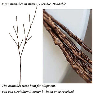 5PCS Artificial Lifelike Curly Willow Branches Decorative Dried Twigs, 25.9 Inches Fake Bendable Sticks Plastic Vines/Stems for DIY Greenery Plants Vases Home Office Party Decoration