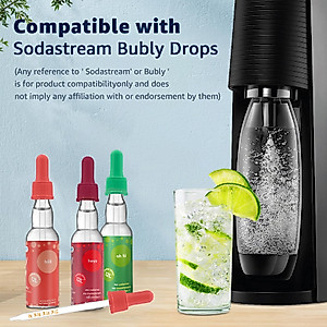 Glass Dropper Pipettes Compatible with Sodastream Bubly Drops Flavors, Flavoring Dropper 1ML Pipette with Graduated Dropper for Sodastream Bubly Bottle, with Cleaning Brush(Colorful)