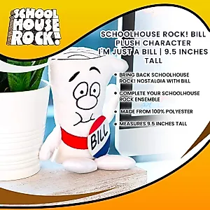 Schoolhouse Rock! Bill Adult Plush Character | I'm Just A Bill Fan Favorite Collectible | 9.5 Inches Tall