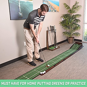 GoSports Premium Wooden Golf Putter Stand - Indoor Display Rack, Holds 6 Clubs - Black, Natural, Brown, White