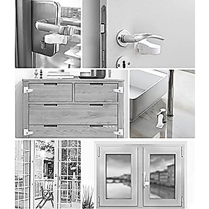 Childproof Door Lever Lock (4 Pack) Prevents Toddlers from Opening Doors. Easy One Hand Operation for Adults. Durable ABS with 3M Adhesive Backing. Simple Install (White)