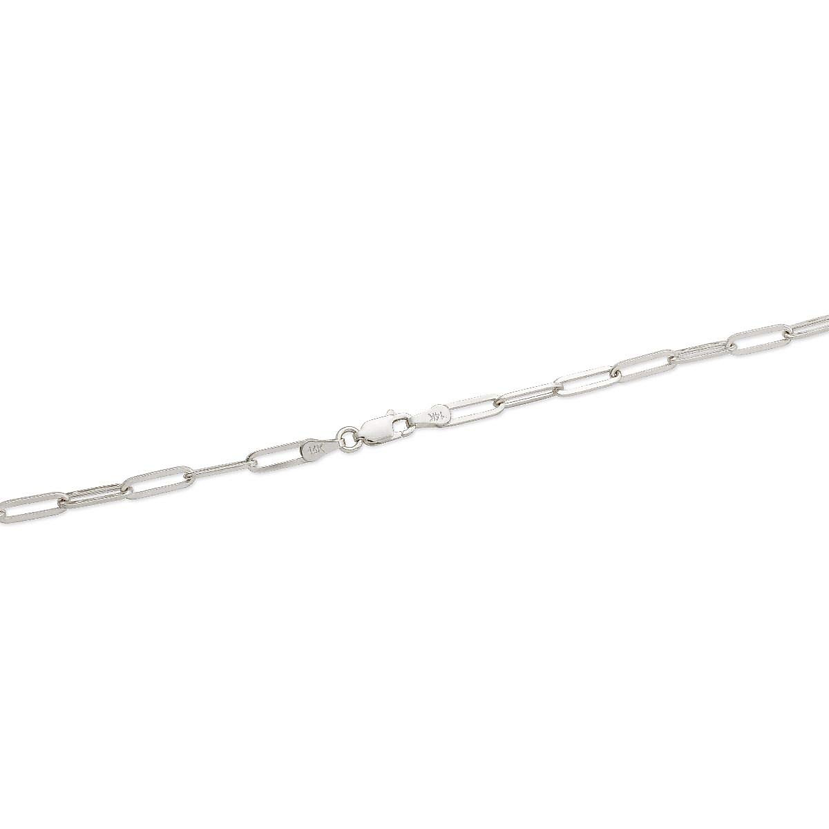 LoveBling 14k White Gold 4mm Paper Clip Link Necklace (16")