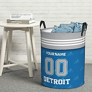 Detroit Laundry Hamper Custom Laundry Hamper with Name Number Personalized Laundry Baskets Collapsible Storage Basket for Bedroom Bathroom Football Fan Gift