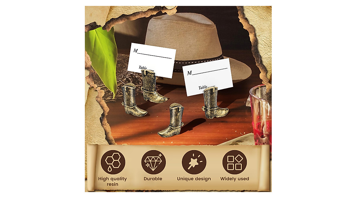 Creative Cowboy Boot Place Card Holders - 12 Pcs