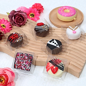 ROSPAKTEK 50Pcs 2.17x2.17x1.38 Inch Single Chocolate Covered Ore Boxes Macaron Boxes Brownie Boxes Treat Boxes Candy Boxes Small Gift Boxes for wedding Bridal Shower Birthday Party Favors