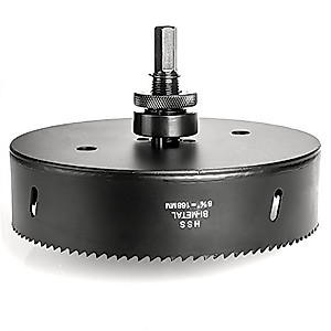 6-5/8 Inch Hole Saw with Heavy Duty Arbor, HSS Bi-Metal Holesaw Drill Bits for Can Light, 6.5In Hole Cutter for Drilling Holes in Wood, Plastic, Drywall, Thin Metal, 168MM Recessed Hole Saw(Black)