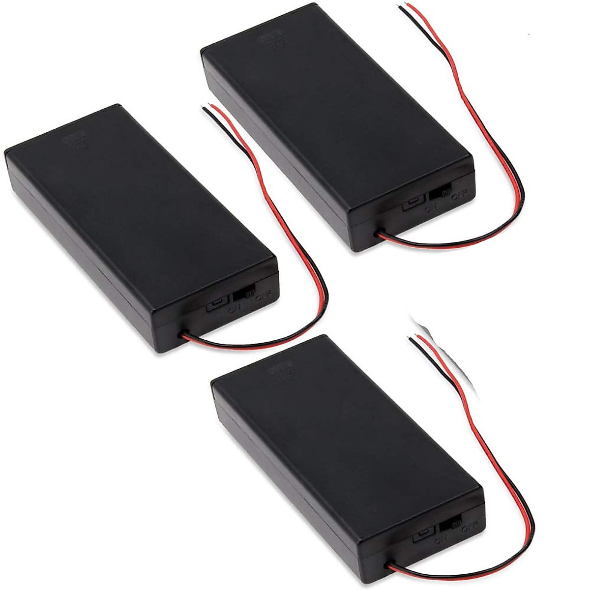 3Pcs 18650 Battery Storage Case 2 Slots x 3.7V for Batteries Holder Box Container with ON/Off and Switch (Battery Holder)