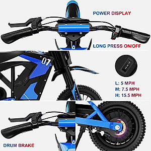 EVERCROSS EV12M Electric Motorcycle,300W Electric Motorcycle,15.5MPH & 9.3 Miles Long-Range,3-Speed Modes Motorcycle