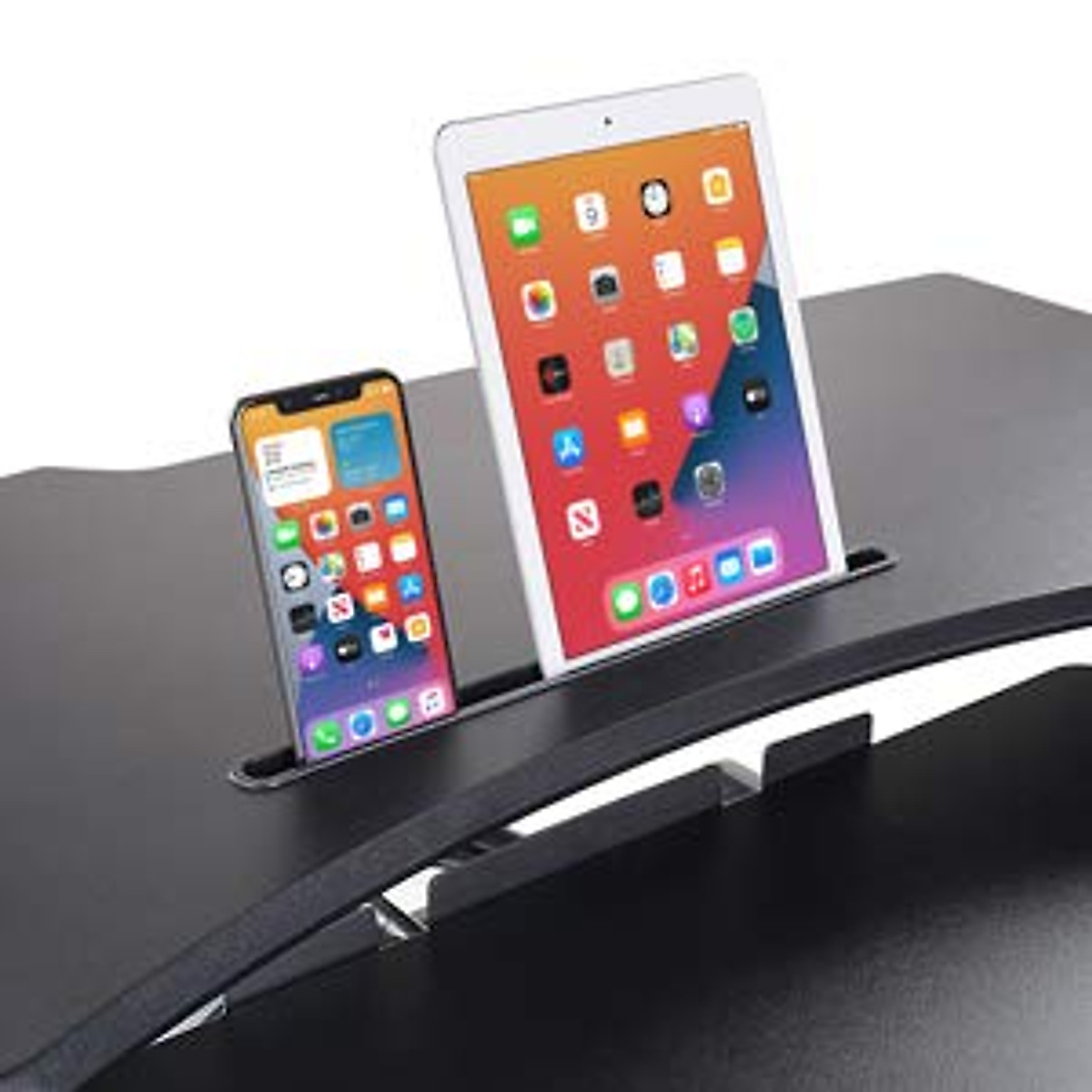 FEZIBO Standing Desk with Height Adjustable, Standing Desk Converter Stand up Riser Tabletop Workstation fits Dual Monitor 37 inches Black